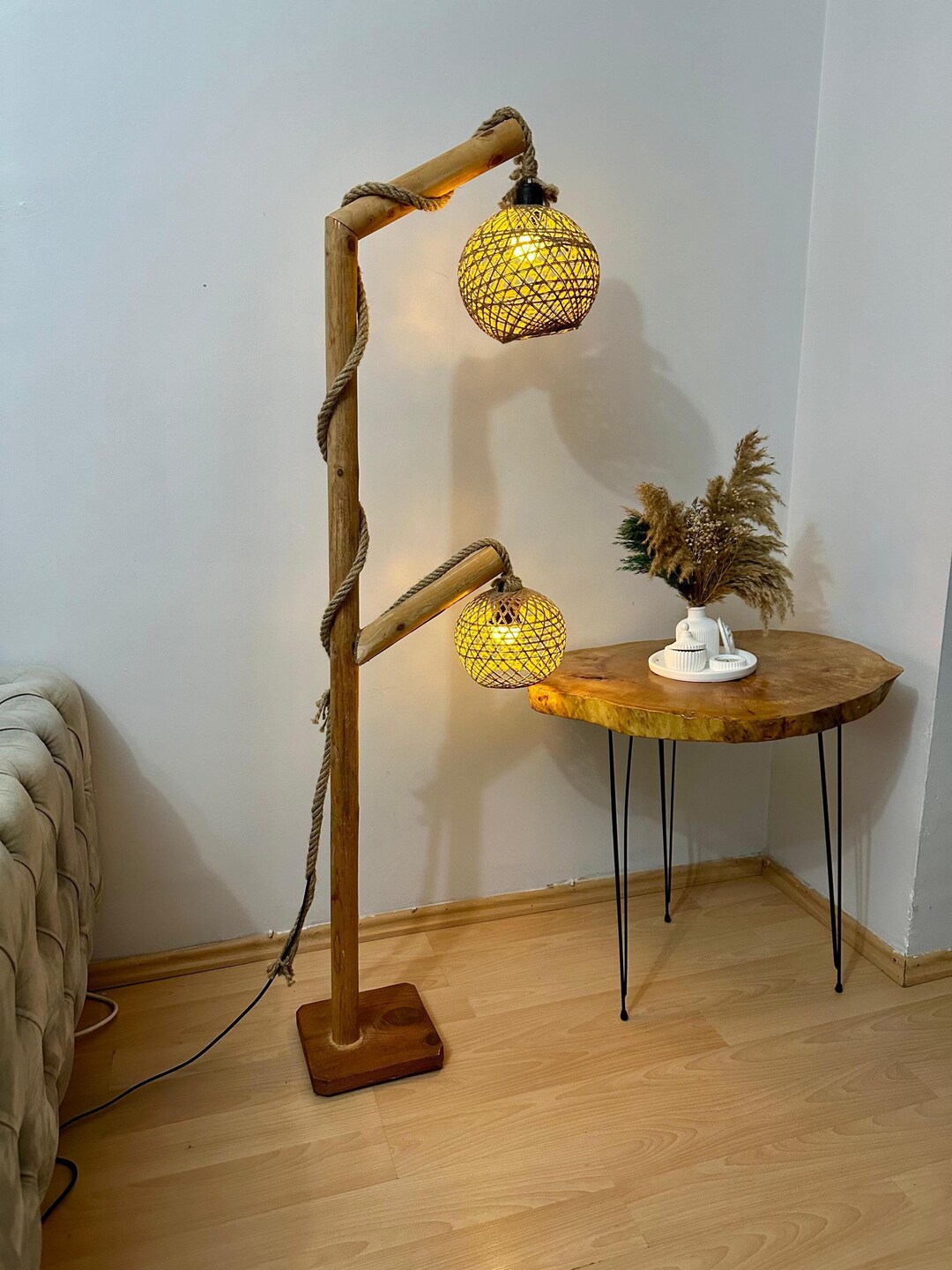 Tree Floor Lamp 140cm-180cm, Handmade Tree Design Lamp, Handmade Rustic ...