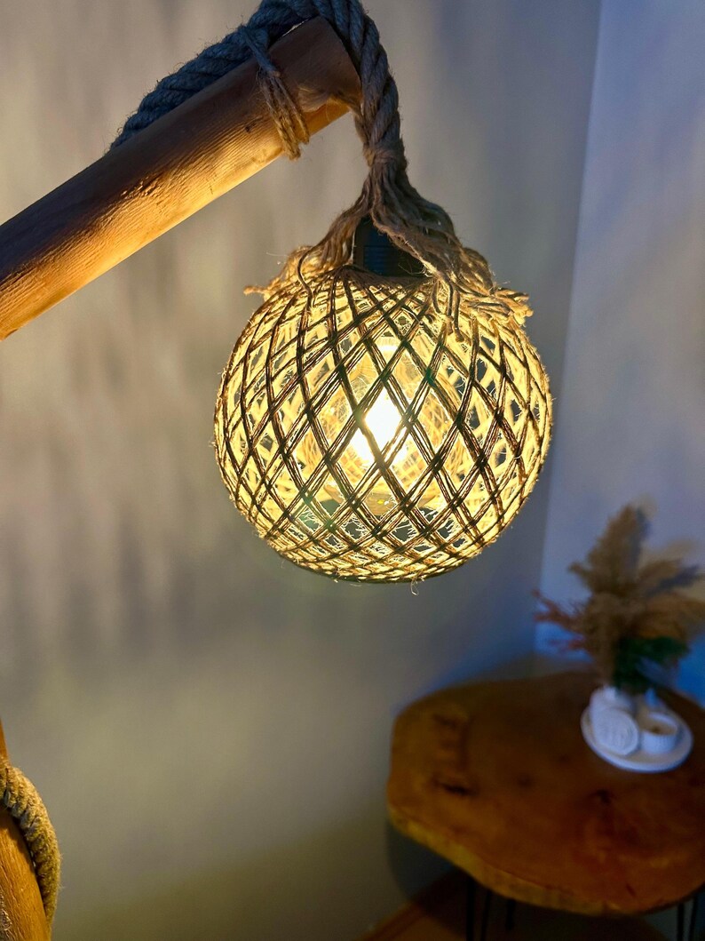 Rustic Wooden Floor Lamp, Handmade Tree Lamp, Boho Corner Light, Pine ...