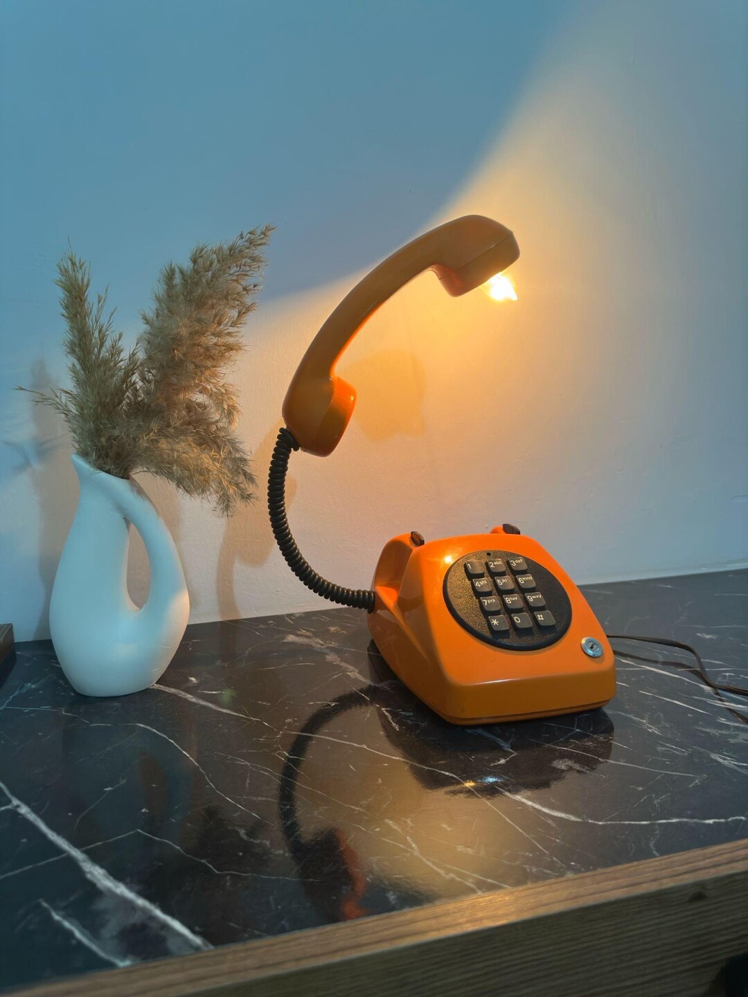 Orange Retro Phone Lamp , Unique Vintage Telephone Lamp , Telephone ...