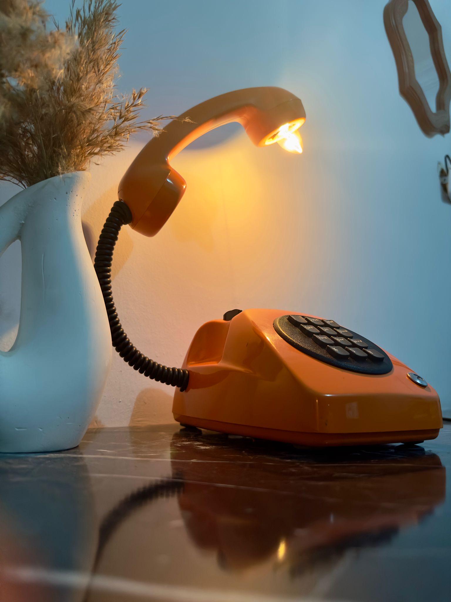 Orange Retro Phone Lamp , Unique Vintage Telephone Lamp , Telephone ...