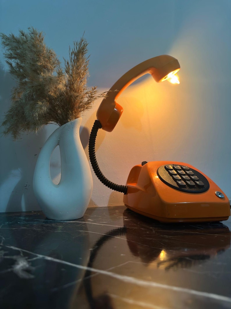 Orange Retro Phone Lamp , Unique Vintage Telephone Lamp , Telephone ...