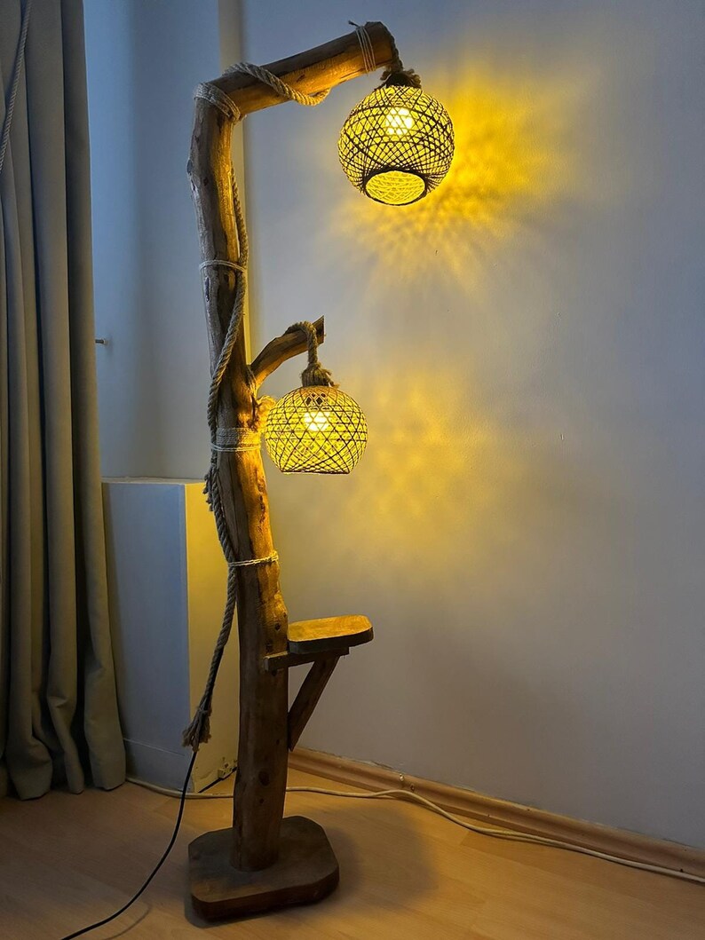 Tree Floor Lamp , Natural Wood Floor Lamp ,floor Lamp , Wooden Corner ...