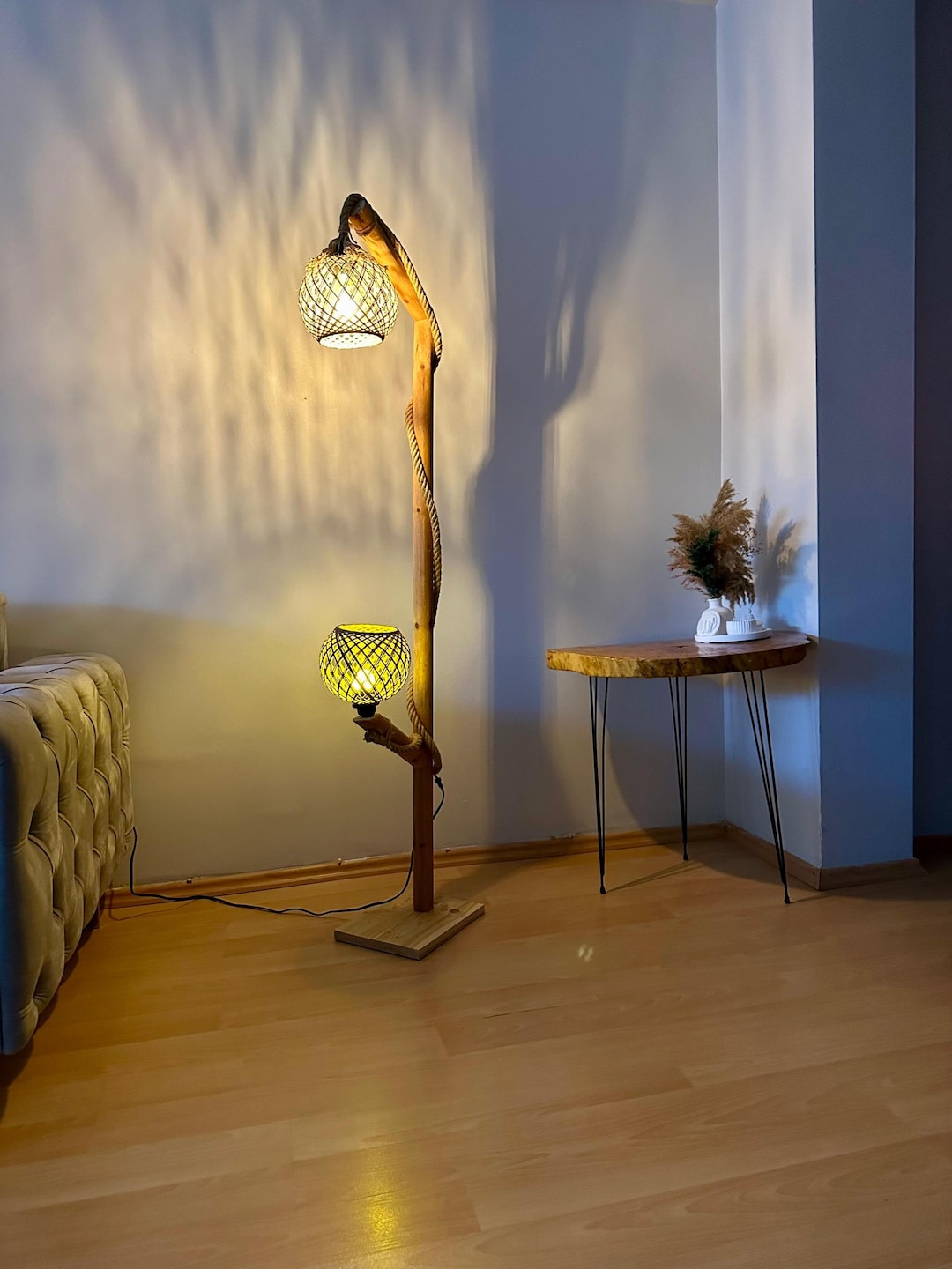 Tree Floor Lamp ,rustic Wooden Floor Lamp, Handcrafted Floor Lamp ...