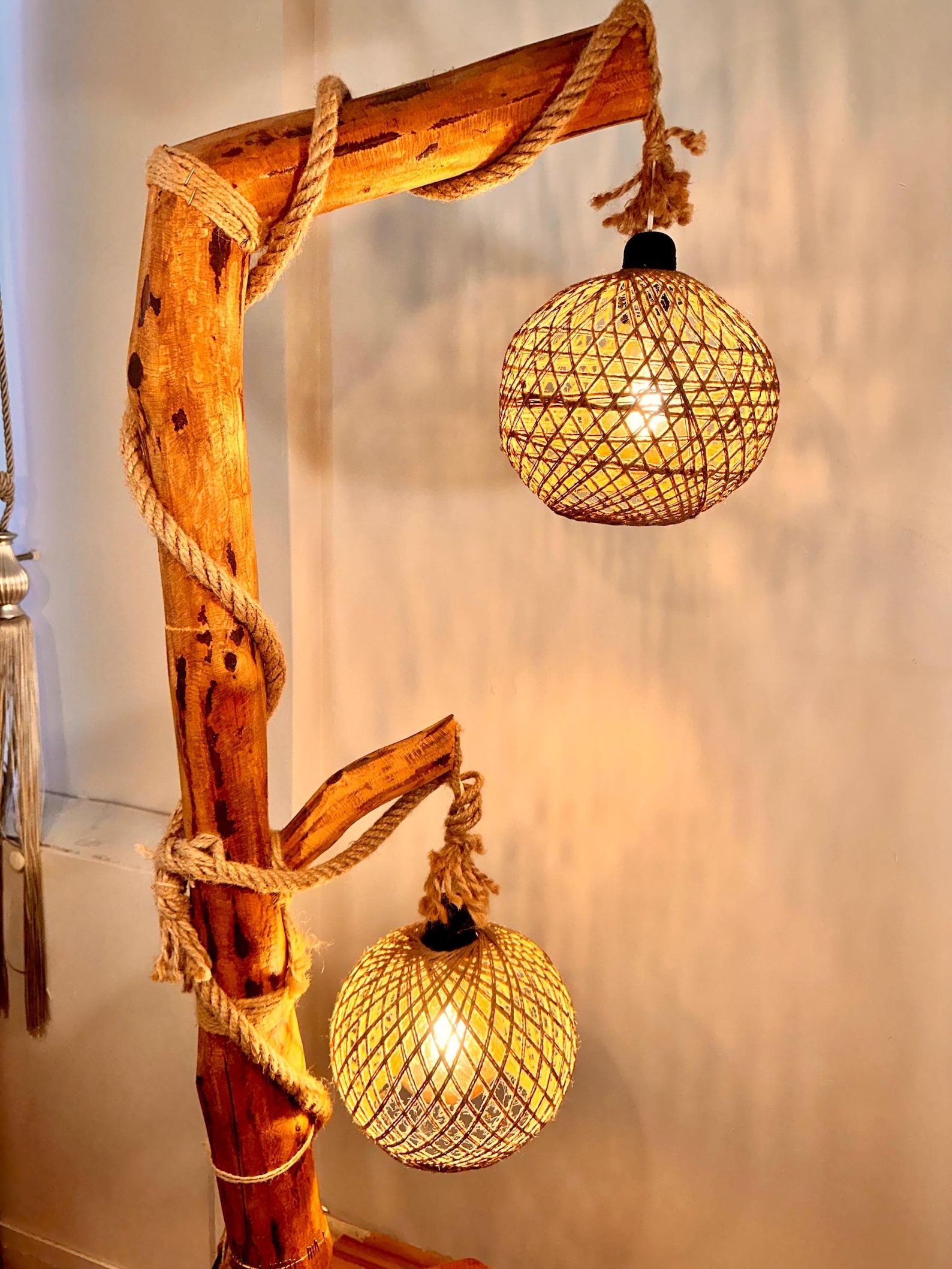 Tree Floor Lamp , Natural Wood Floor Lamp ,floor Lamp , Wooden Corner ...