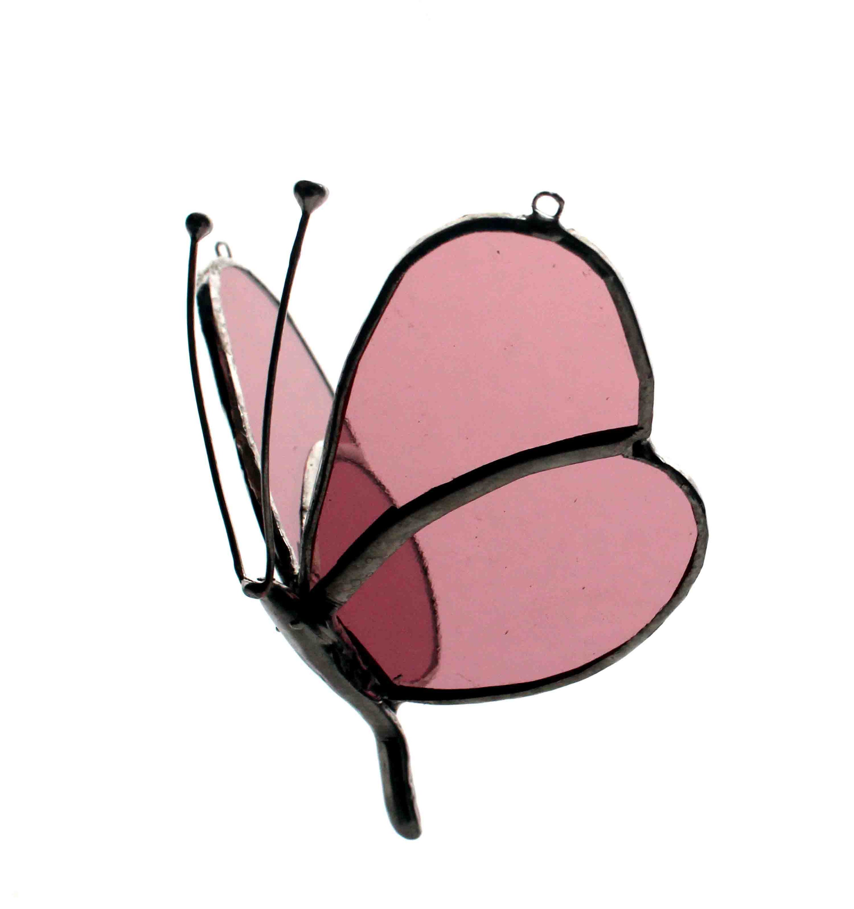 3D Pink Flying Stained Glass Butterfly Suncatcher Nursery | Etsy
