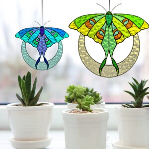Stained Glass Luna Moth Digital Pattern, Window Decor, Celestial Decor ...