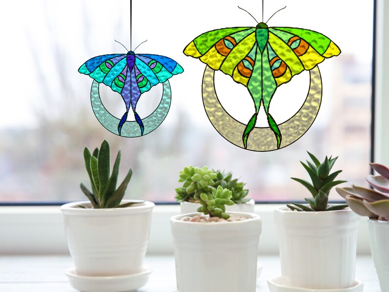 Stained Glass Luna Moth Digital Pattern, Window Decor, Celestial Decor ...