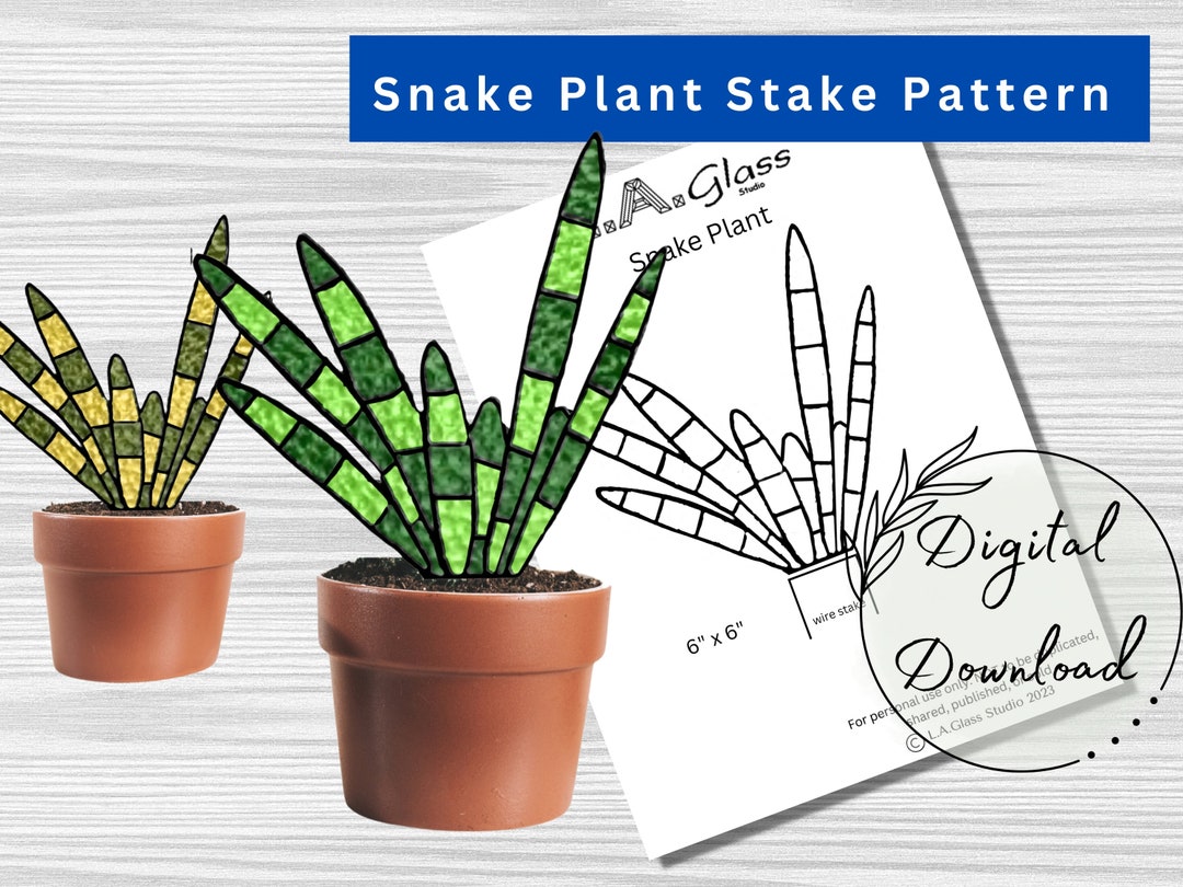 Stained Glass Snake Plant Stake Pattern, PDF Instant Download, Hobby ...