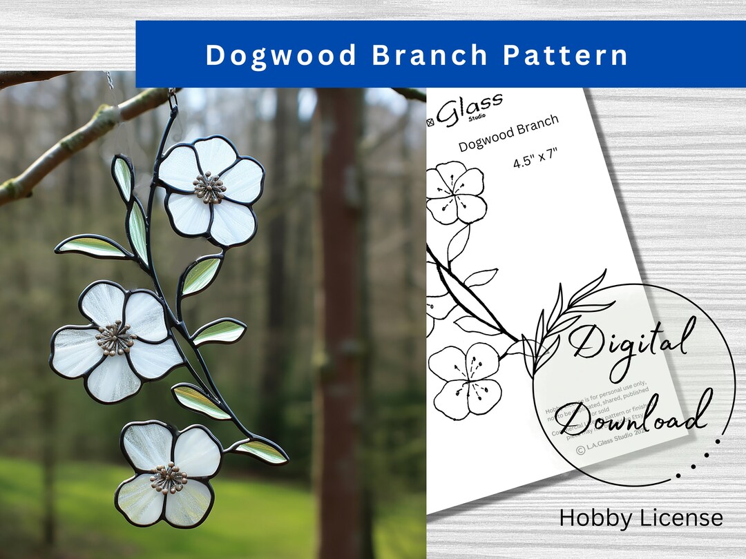 Stained Glass Dogwood Branch Pattern, PDF Instant Download, Hobby ...