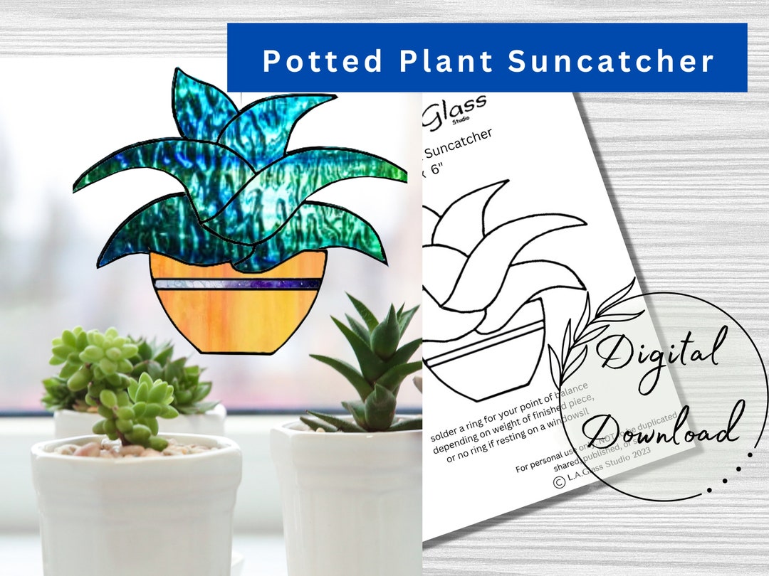 Stained Glass Potted Plant Pattern, PDF Instant Download, Hobby License ...