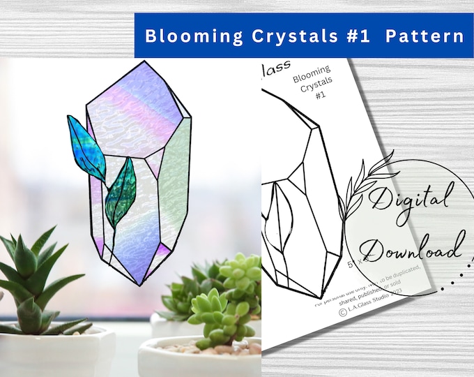 Stained Glass Rosebud Plant Stake Pattern PDF Instant Download Hobby ...