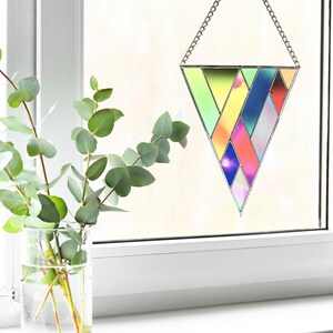 Art Deco Triangle Stained Glass Digital Pattern, Window Decor, Wall ...