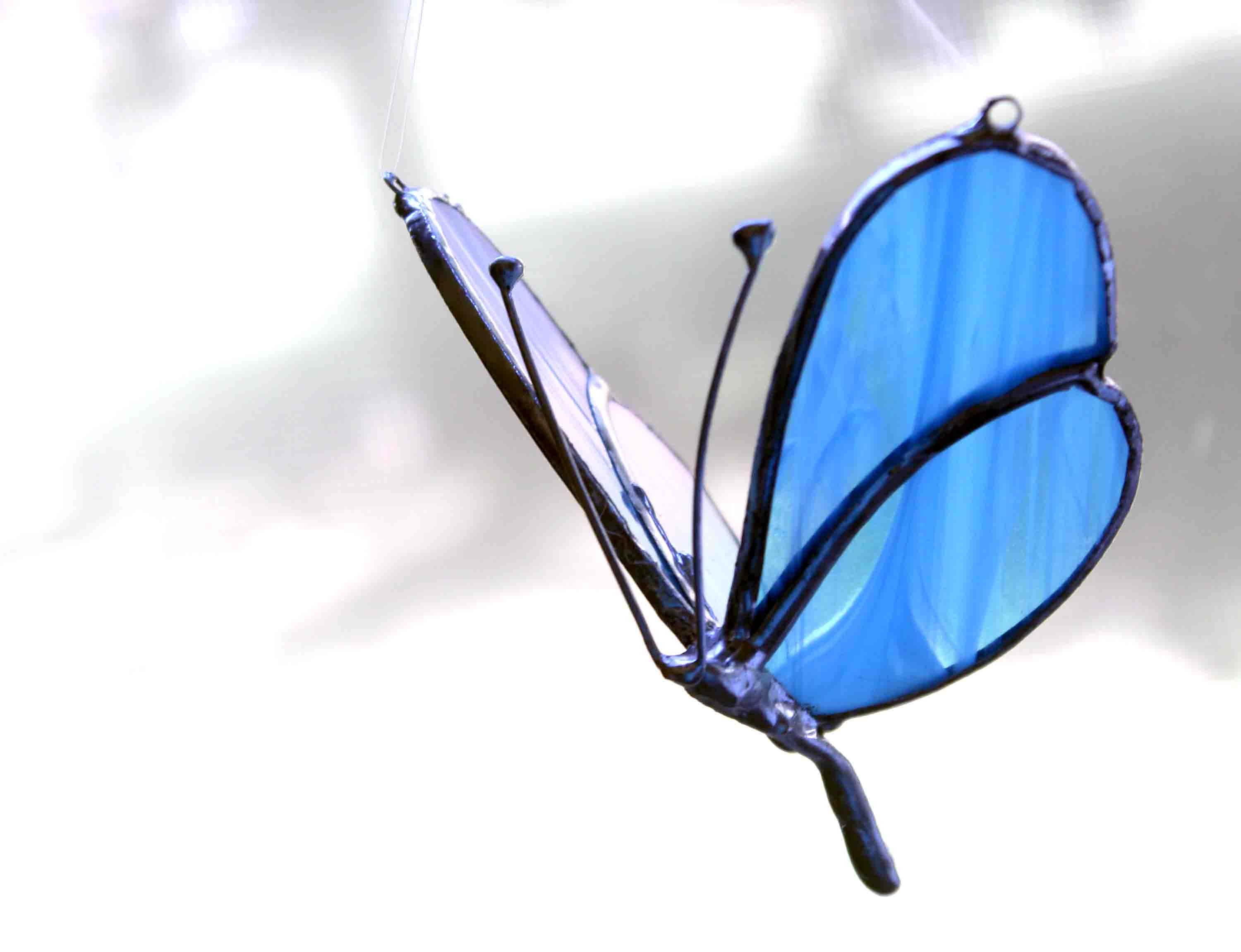 Cornflower Blue Stained Glass Butterfly Suncatcher Nursery | Etsy