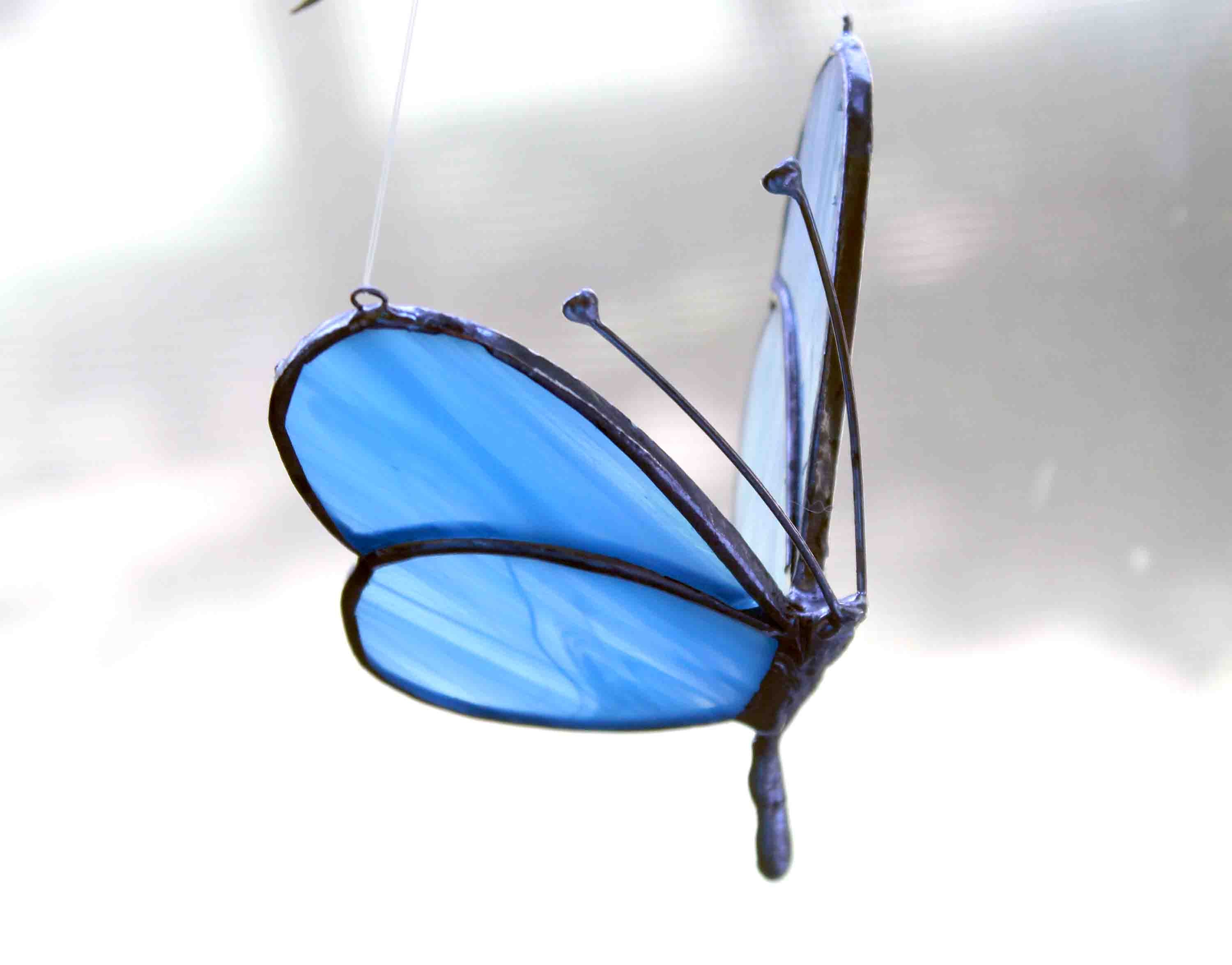 Cornflower Blue Stained Glass Butterfly Suncatcher Nursery | Etsy
