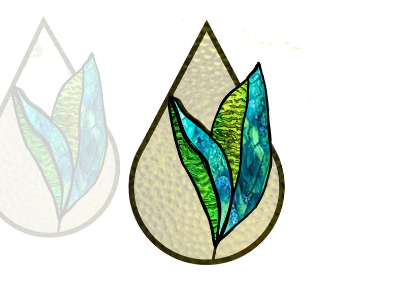 Stained Glass Raindrop Leaves Suncatcher Pattern PDF Instant - Etsy