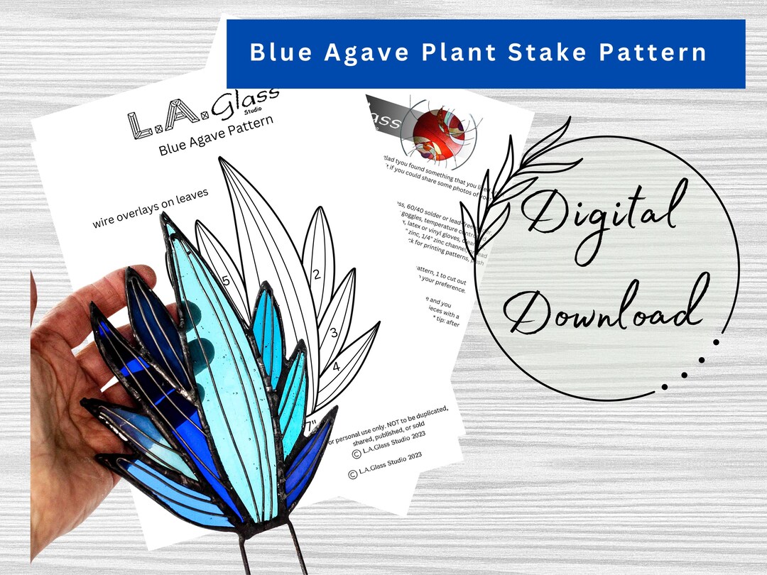 Stained Glass Blue Agave Plant Stake Pattern, PDF Instant Download ...