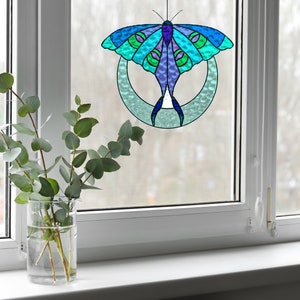 Stained Glass Luna Moth Digital Pattern, Window Decor, Celestial Decor ...