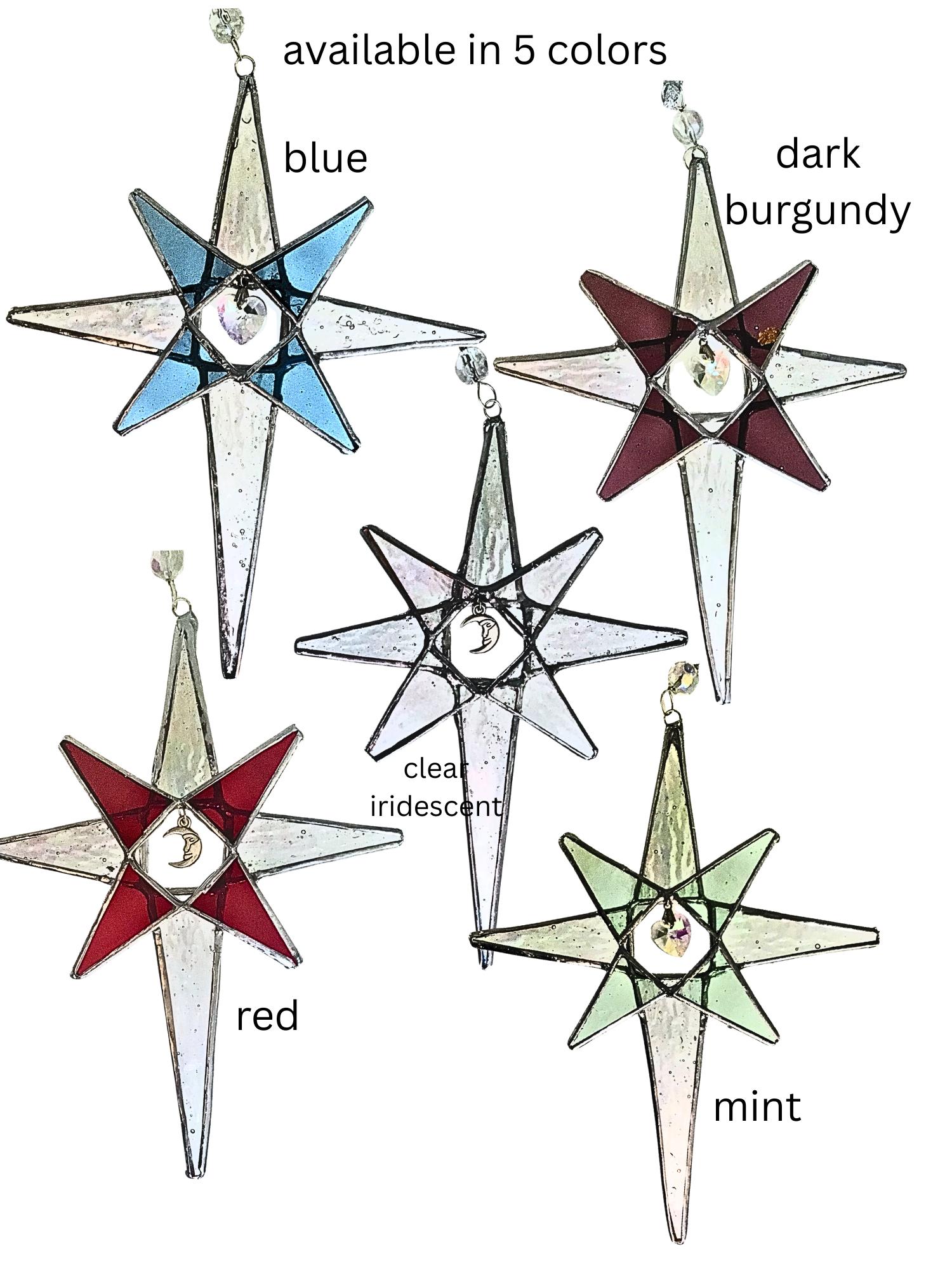 Stained Glass North Star Ornament Handcrafted Holiday Suncatcher ...