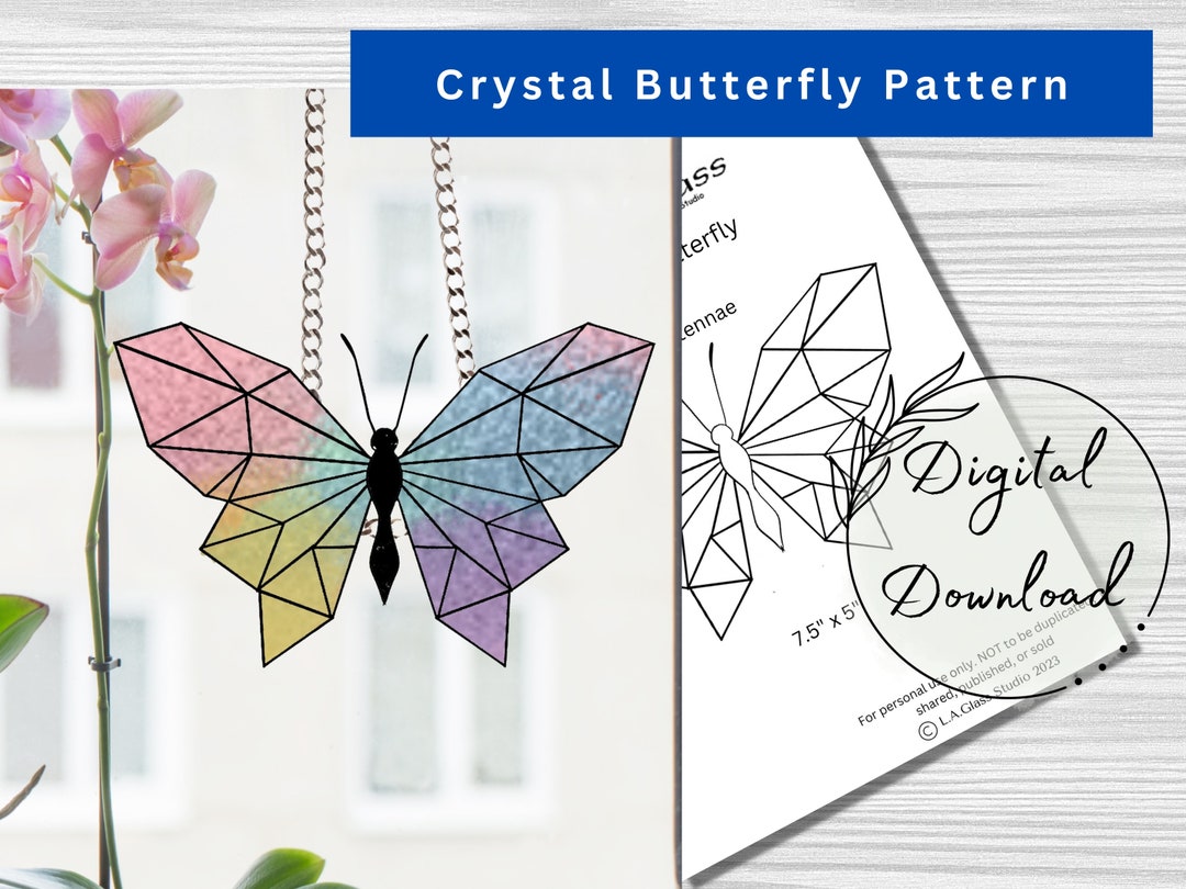 Stained Glass Crystal Butterfly Pattern, Stained Glass Butterfly ...