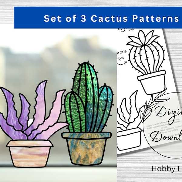 Stained Glass Cactus - Etsy