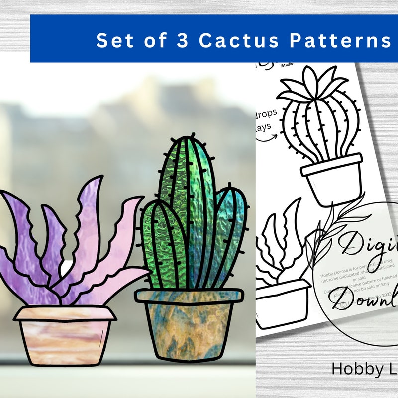 Stained Glass Cactus - Etsy