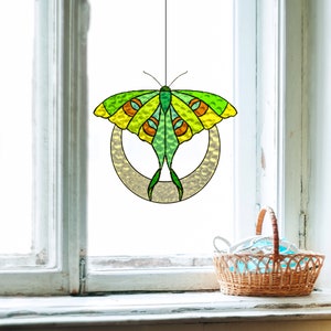 Stained Glass Luna Moth Digital Pattern, Window Decor, Celestial Decor ...