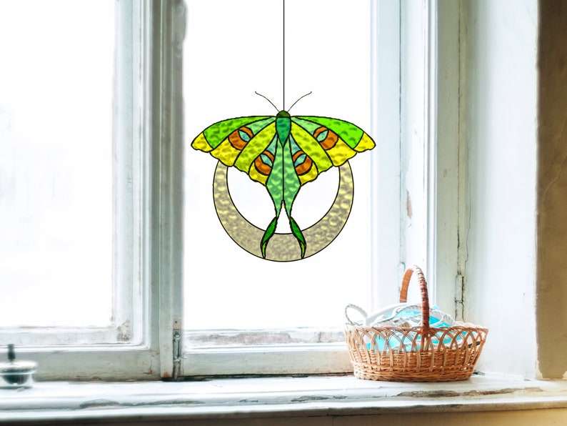 Stained Glass Luna Moth Digital Pattern, Window Decor, Celestial Decor ...