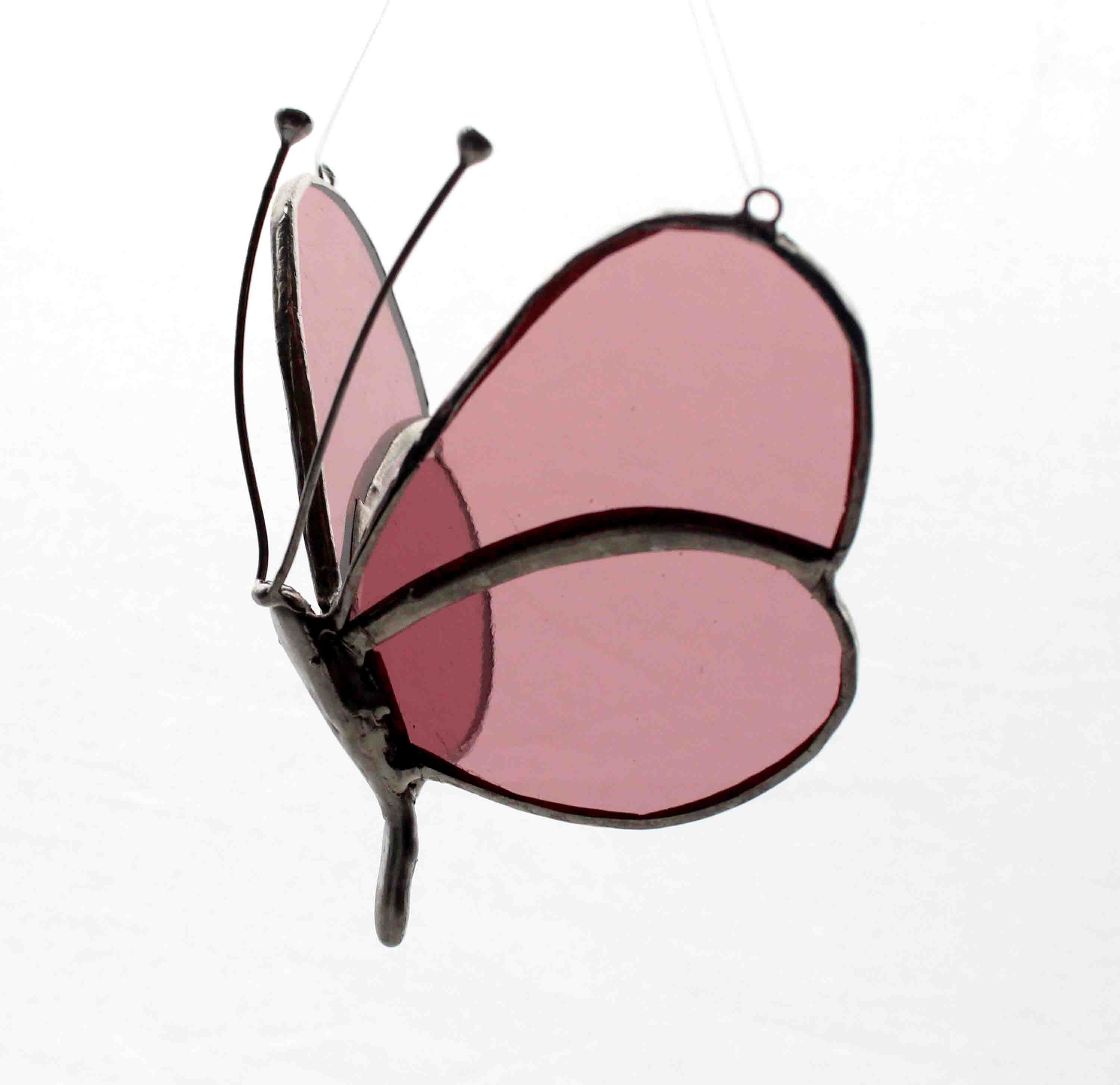 3D Pink Flying Stained Glass Butterfly Suncatcher Nursery | Etsy