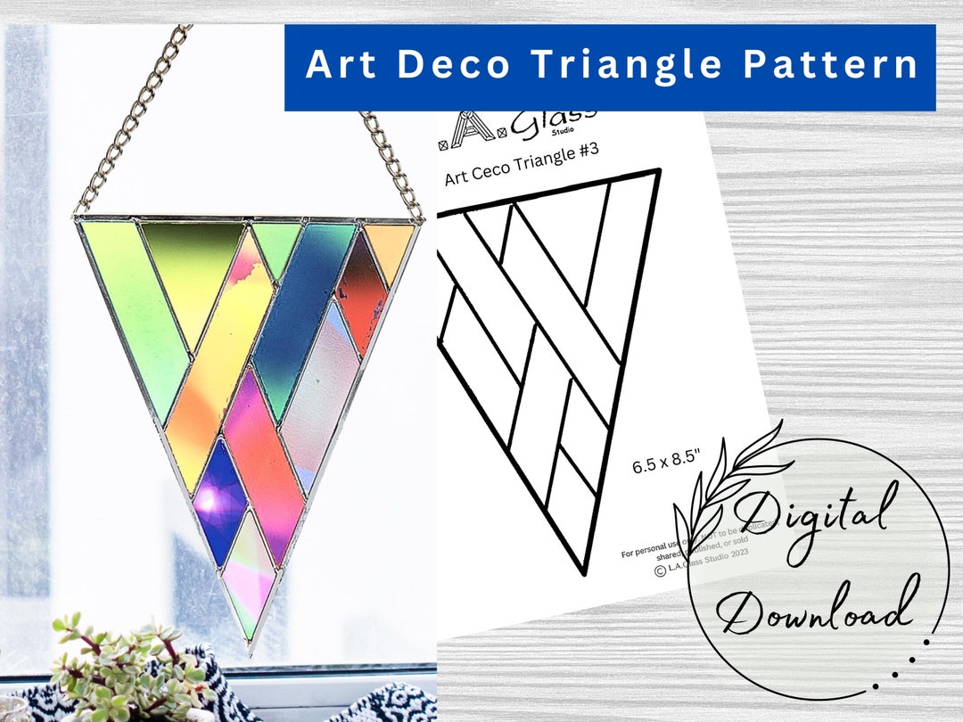 Art Deco Triangle Stained Glass Digital Pattern, Window Decor, Wall ...