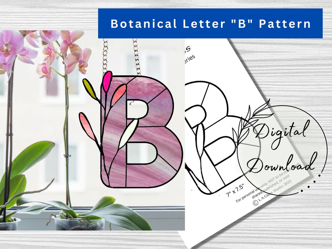 Stained Glass Botanical Alphabet Series Letter "b" Pattern for Download ...