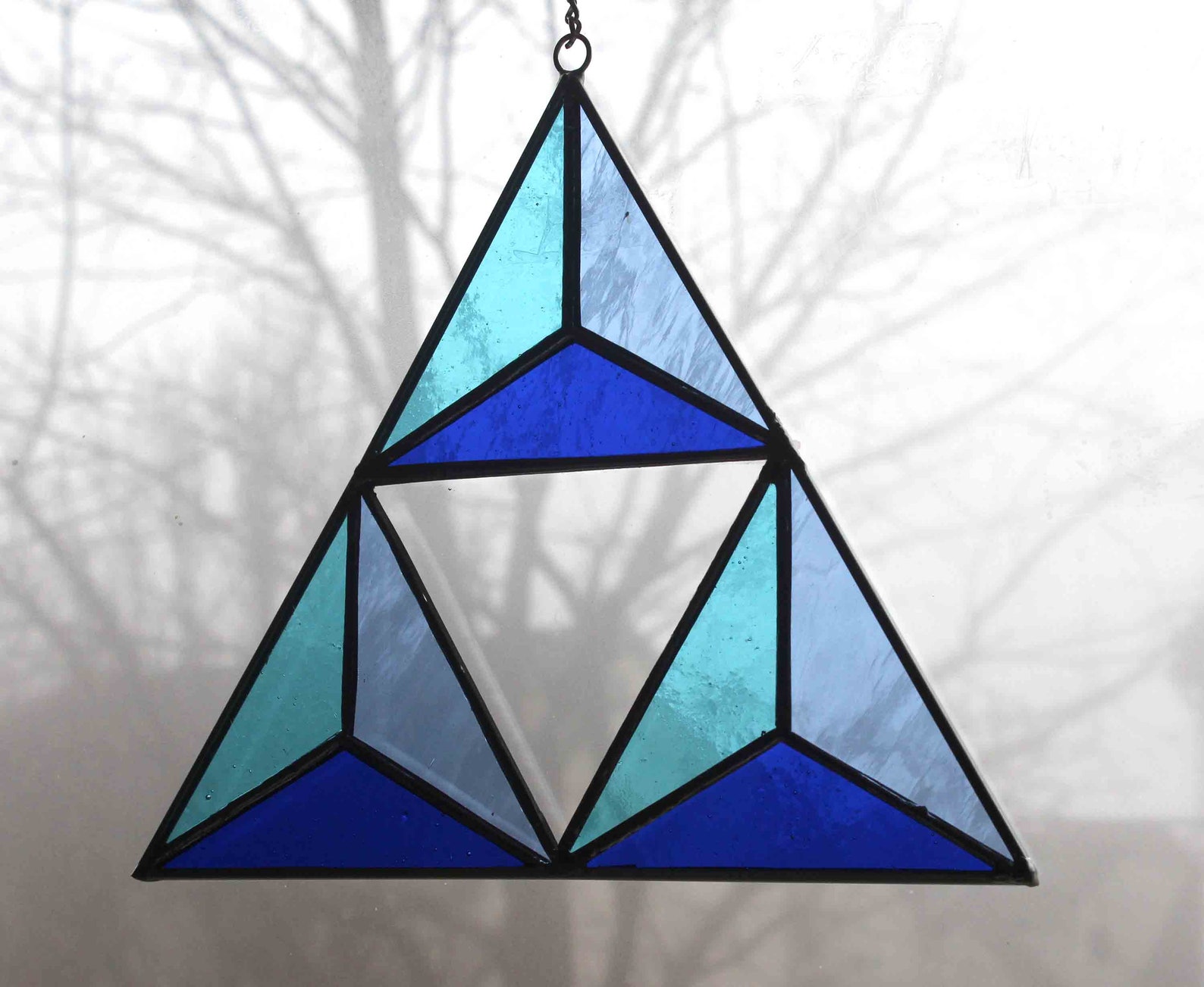 Stained Glass Color Blocking Triangle Window Panel Design | Etsy