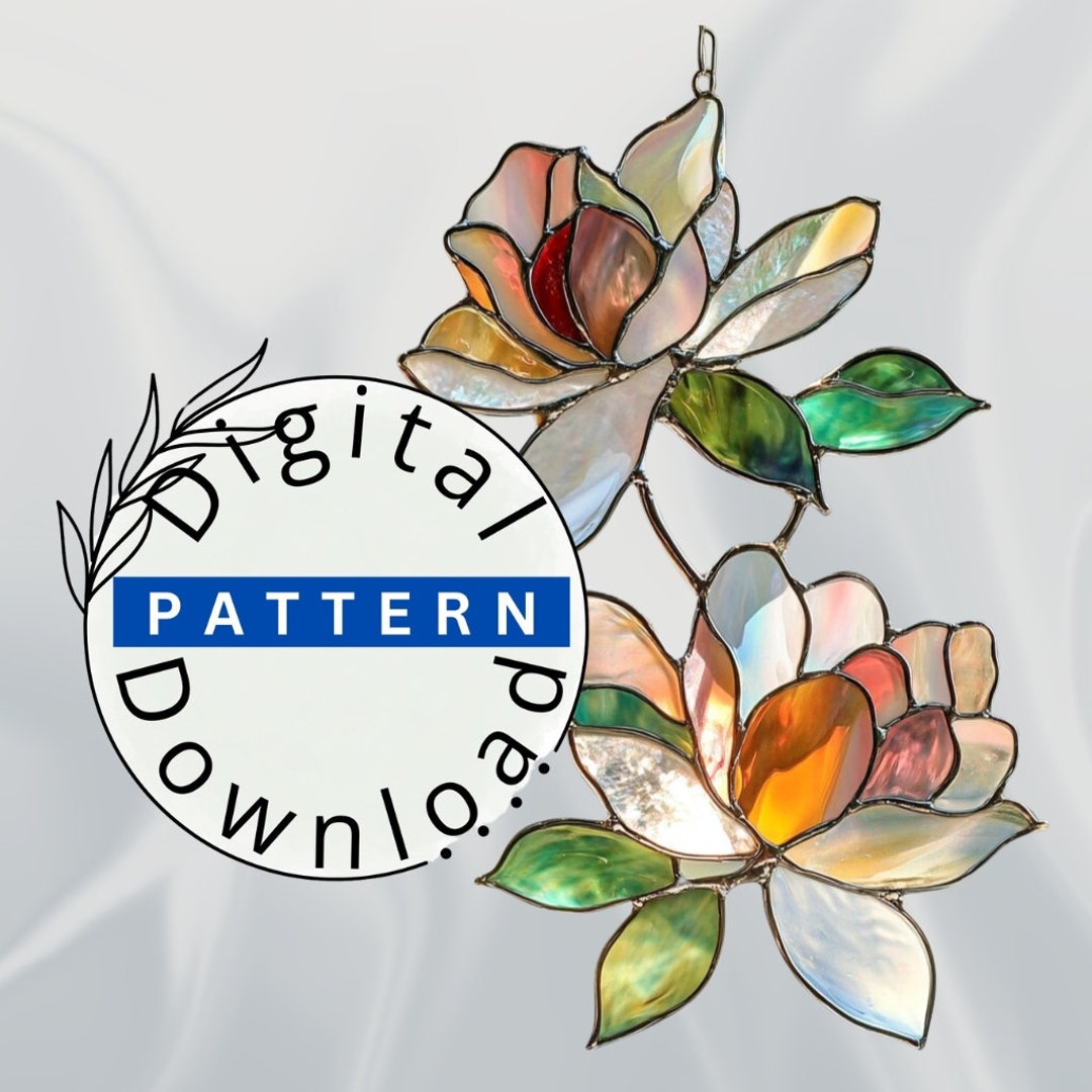 Magnolia Stained Glass Suncatcher Pattern for Digital Download Gifts ...