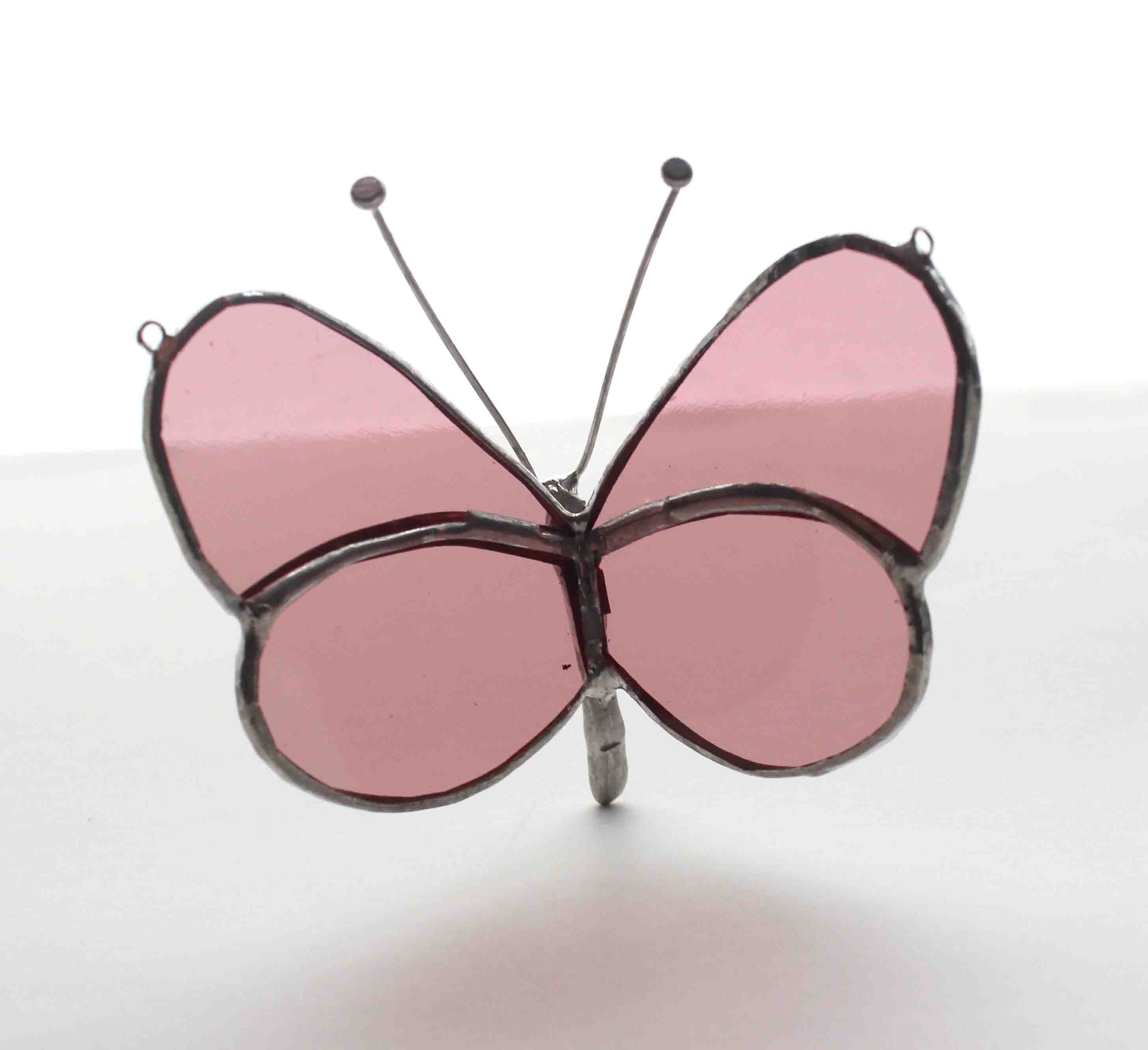 3D Pink Flying Stained Glass Butterfly Suncatcher Nursery | Etsy