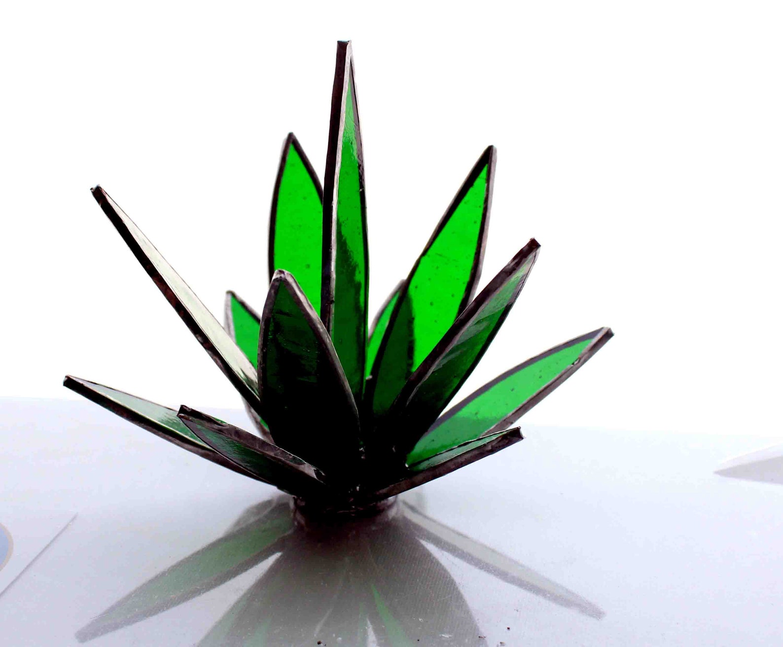 Stained Glass Green Agave Succulent, Succulent Decor, Tabletop Decor ...