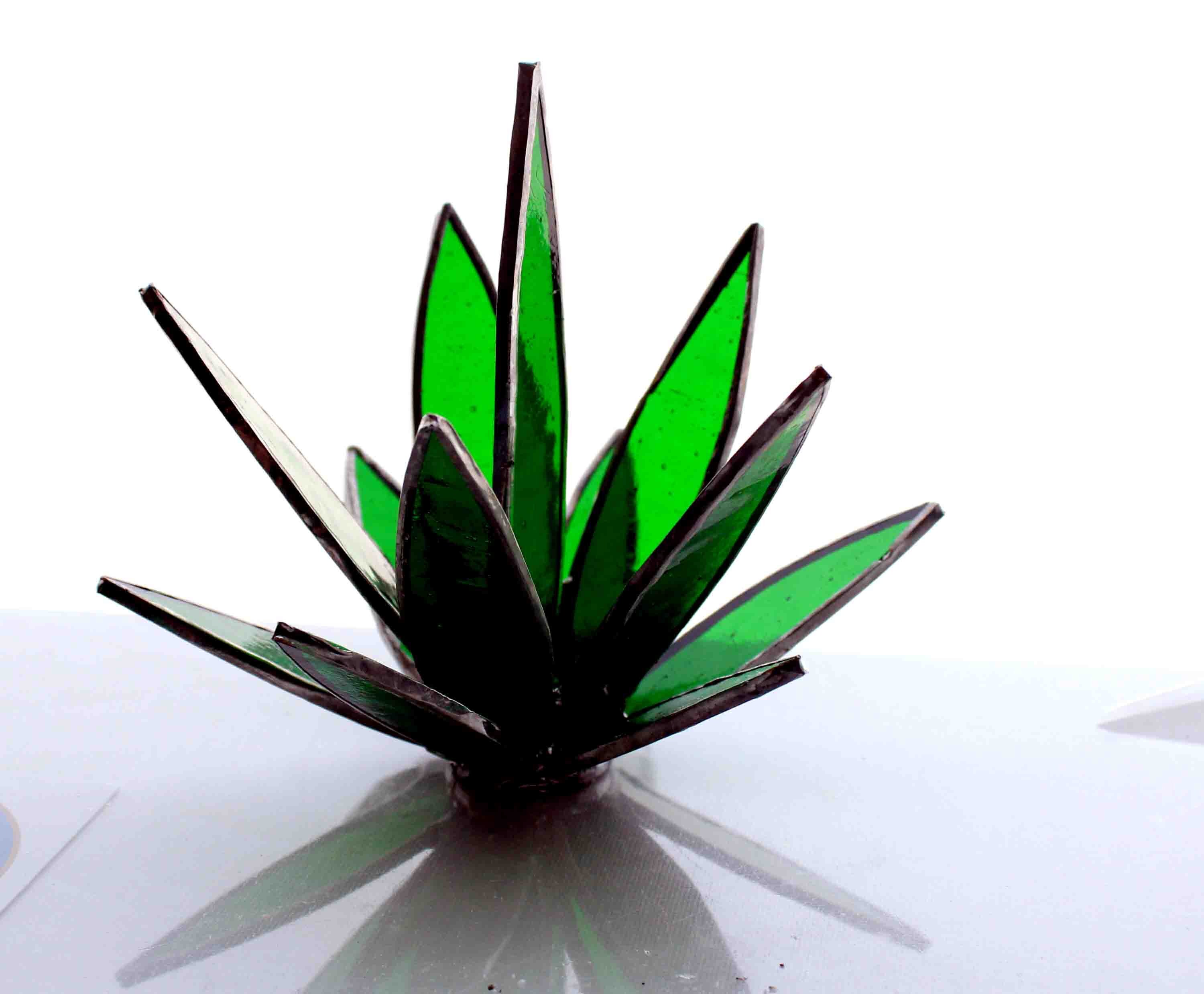 Stained Glass Green Agave Succulent, Succulent Decor, Tabletop Decor ...