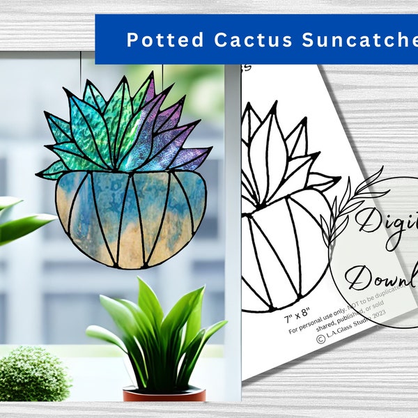 Stained Glass Cactus - Etsy