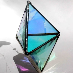 3D Beveled Dichroic Kinetic Stained Glass Sun Catcher, Window Hanging ...