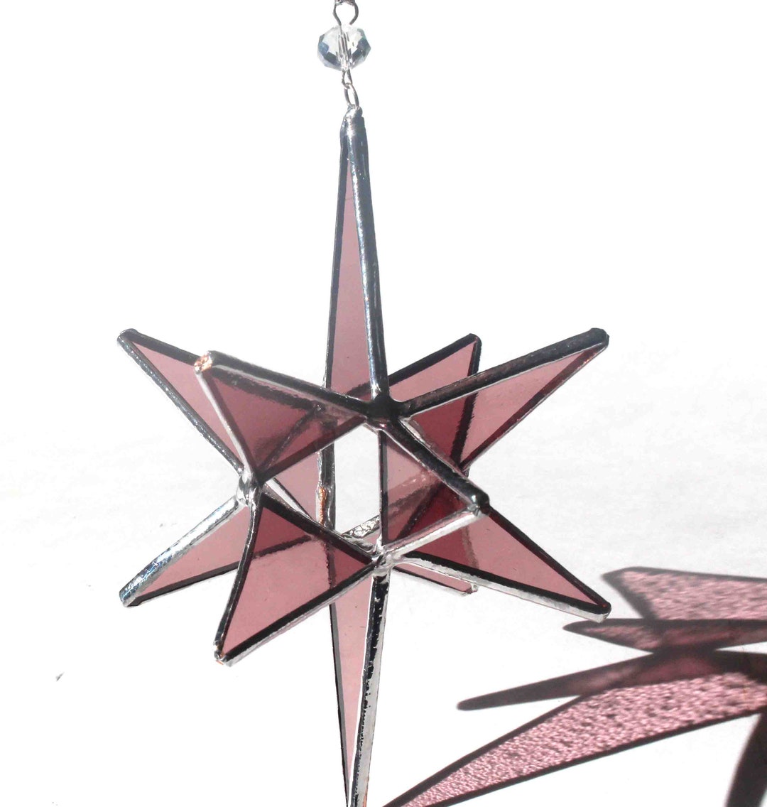 Pink Stained Glass Bethlehem Moravian Star Ornament Sun Catcher ...