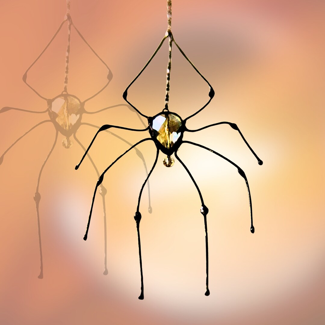 Crystal Spider Stained Glass Suncatcher Halloween Decor Spider-lover ...