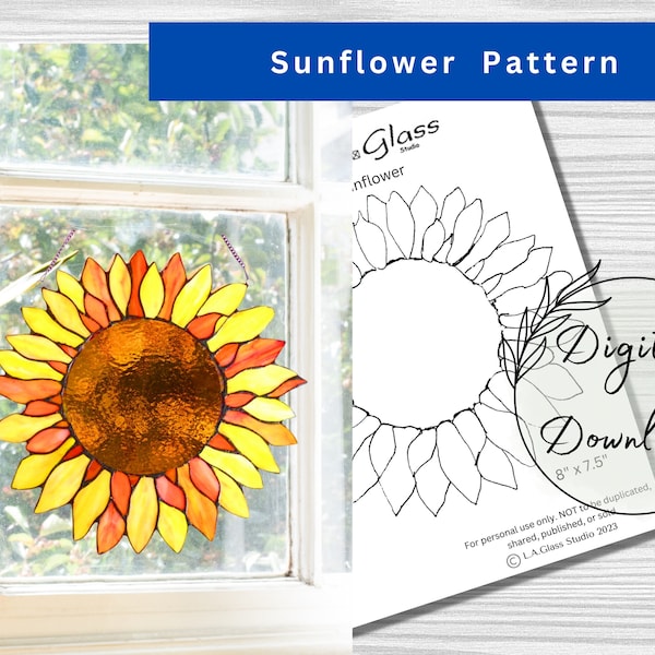 Sunflower Stained Glass Pattern - Etsy