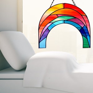 Stained Glass Abstract Rainbow Suncatcher Pattern for Download, Rainbow ...