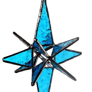 Dark Aqua Stained Glass Bethlehem Moravian Star Ornament Sun Catcher ...