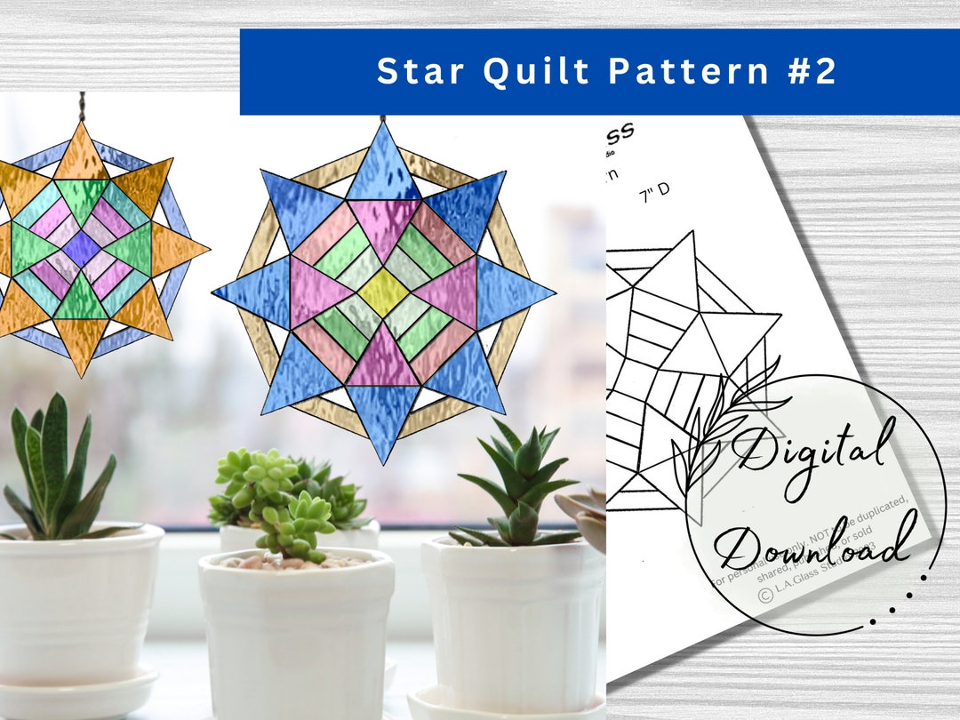 Stained Glass Modern Star Quilt Pattern for Download, Beginner Pattern ...