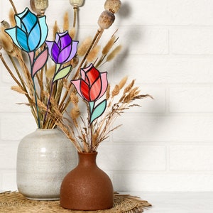 Stained Glass Rosebud Plant Stake Pattern PDF Instant Download Hobby ...