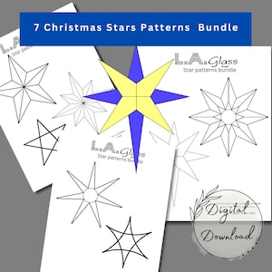 Set of 7 Stained Glass Star Patterns for Stunning Holiday Decor ...
