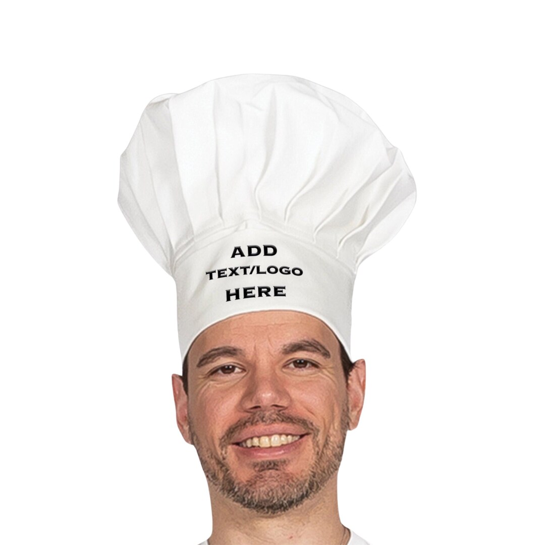 Personalised Embroidered Chef's Hat - Tall Chef Hat With Custom Text or ...