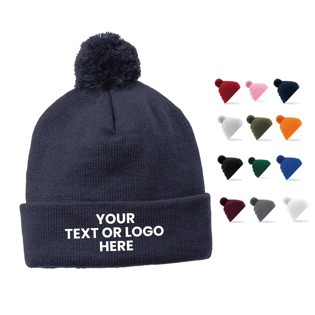 Personalised Bobble Hat - Custom Embroidered Bobble Hat for Adults ...
