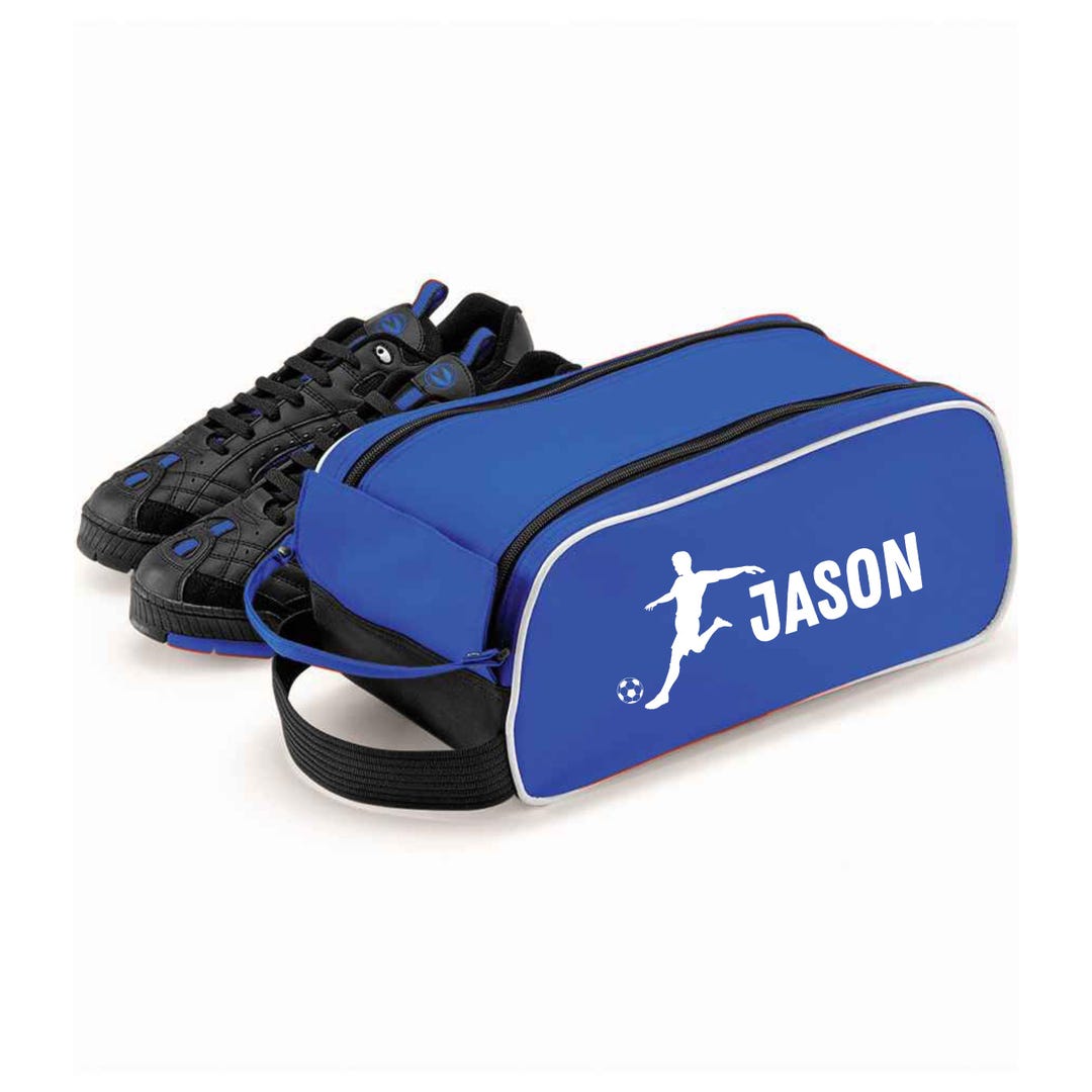 Personalised Football Boot Bag With Name & Action Football Figure ...