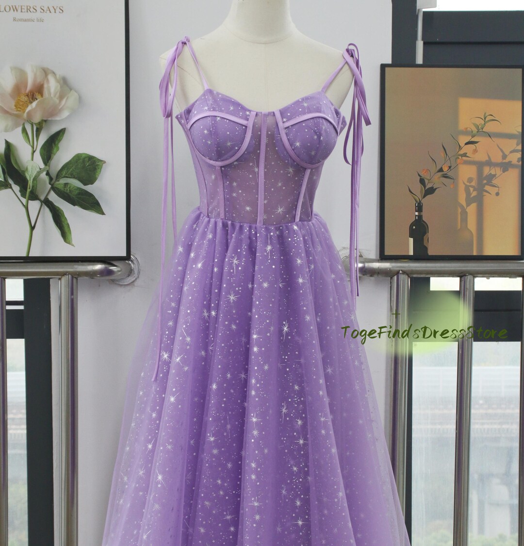 Celestial Stars Purple Prom Dress Custom Color Homecoming Dress ...
