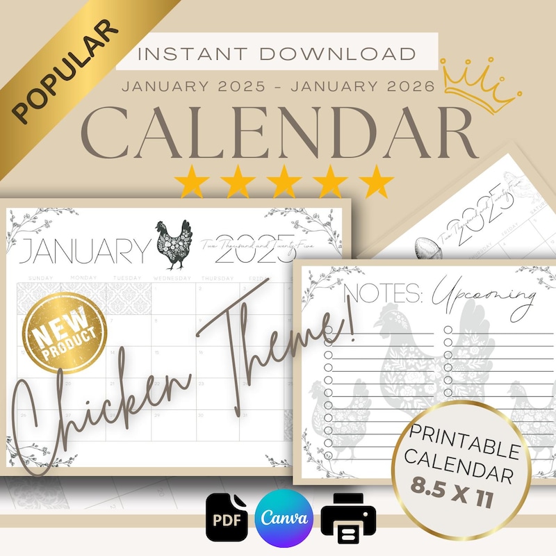 Chicken Calendar 2025 - Etsy